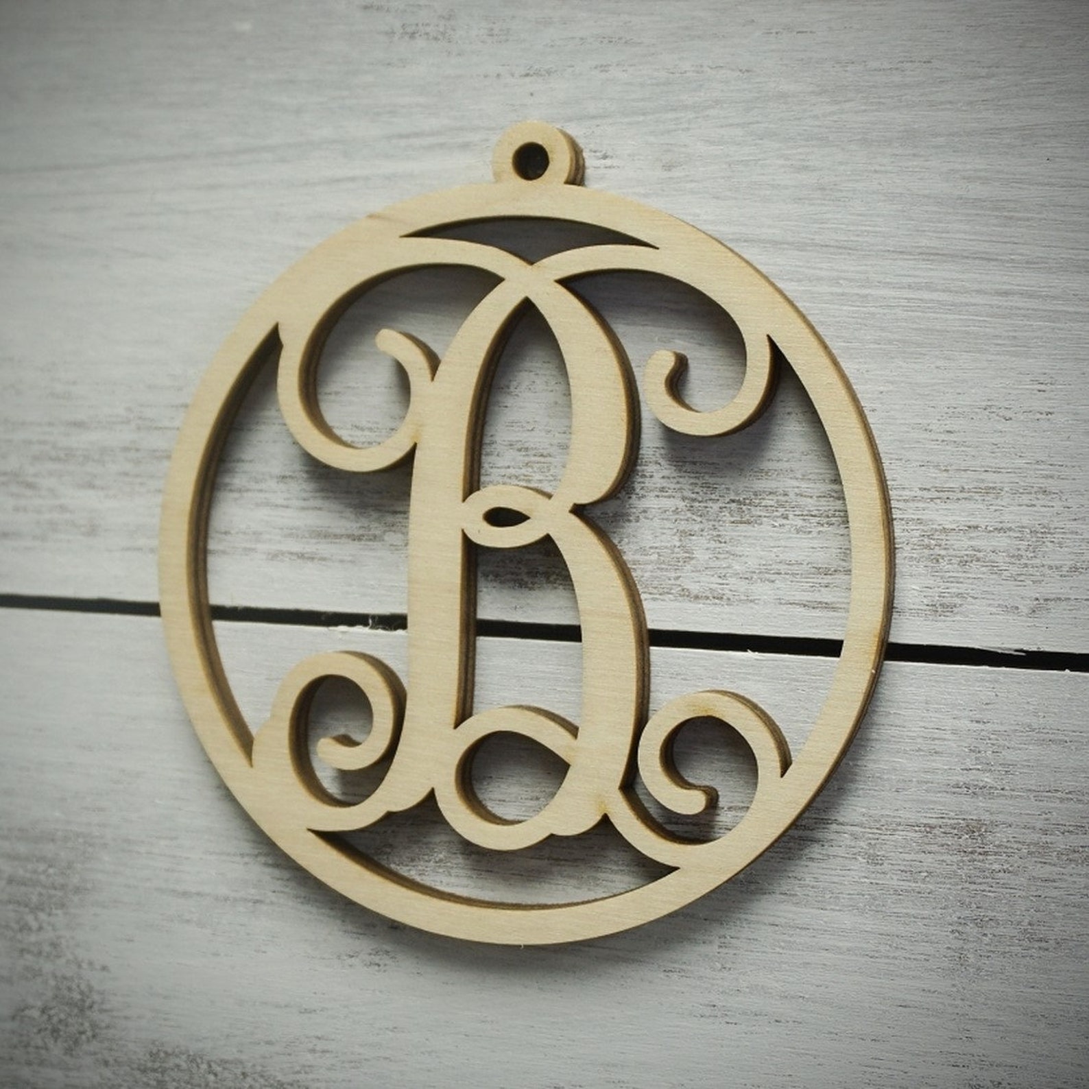 Monogram Circle Ornament, Miniature Circle Monogram, Wood Ornament, Car ...