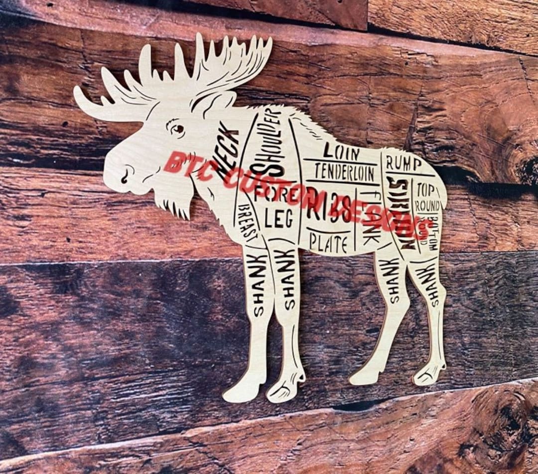 Moose Butcher Cuts-butcher Chart Set-wooden Meat Cuts- Kitchen Art ...