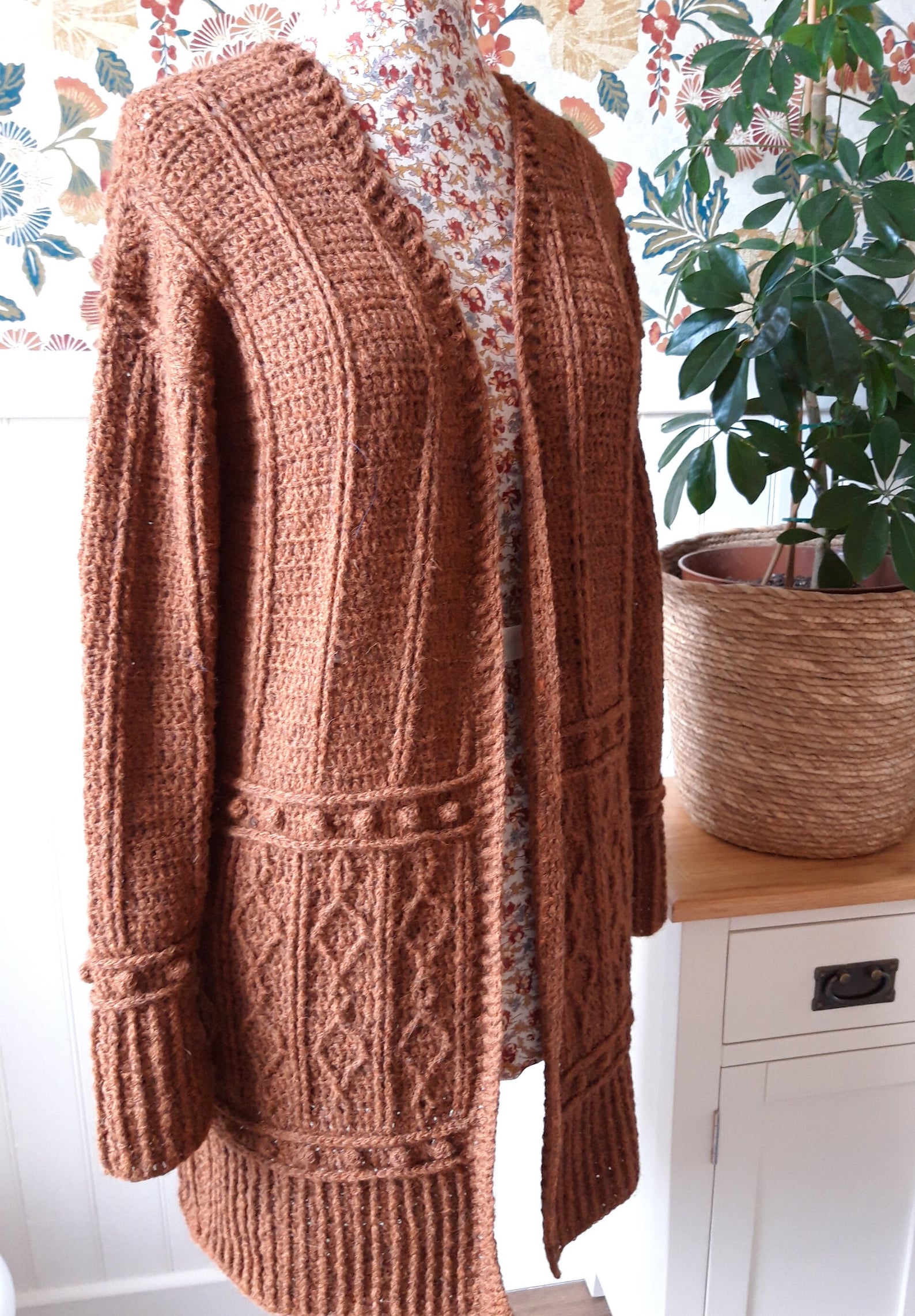 Long Textured Crochet Coatigan, Trellis Cardigan PDF Pattern Download ...