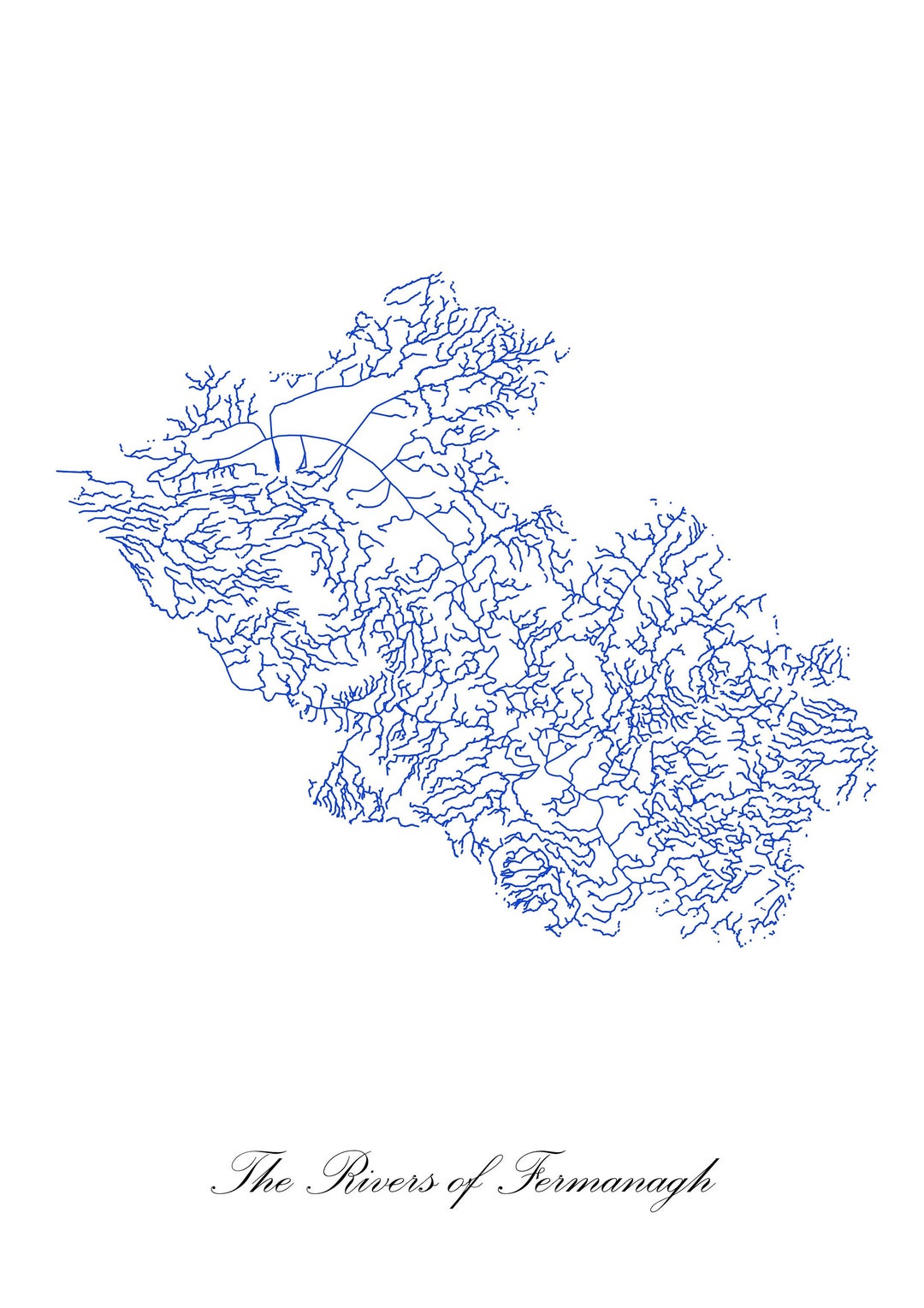 County Fermanagh Map / Map of Ireland / Unique River Map - Etsy