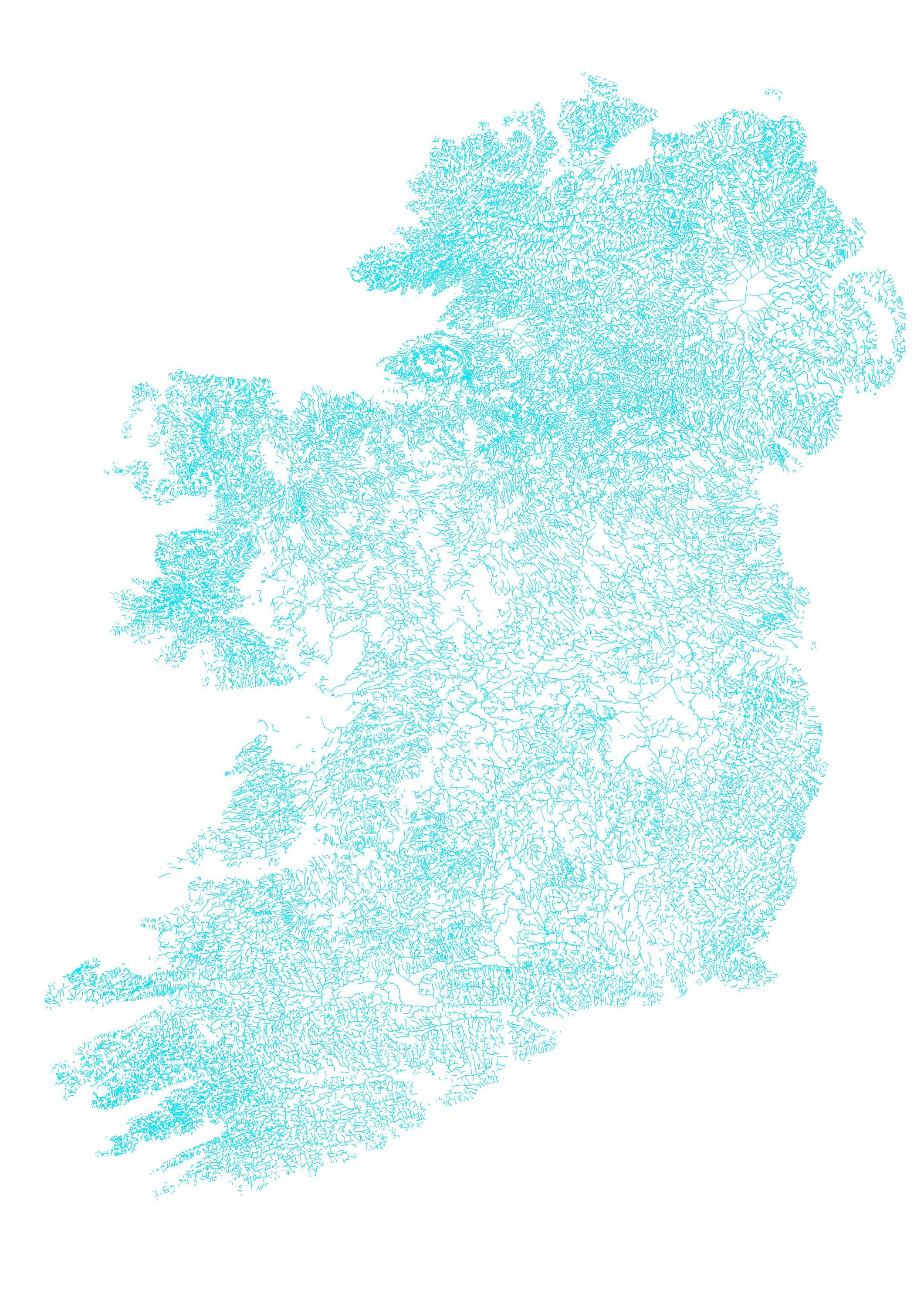 Unique Map of Ireland / Rivers / High Resolution / Detailed / Intricate ...