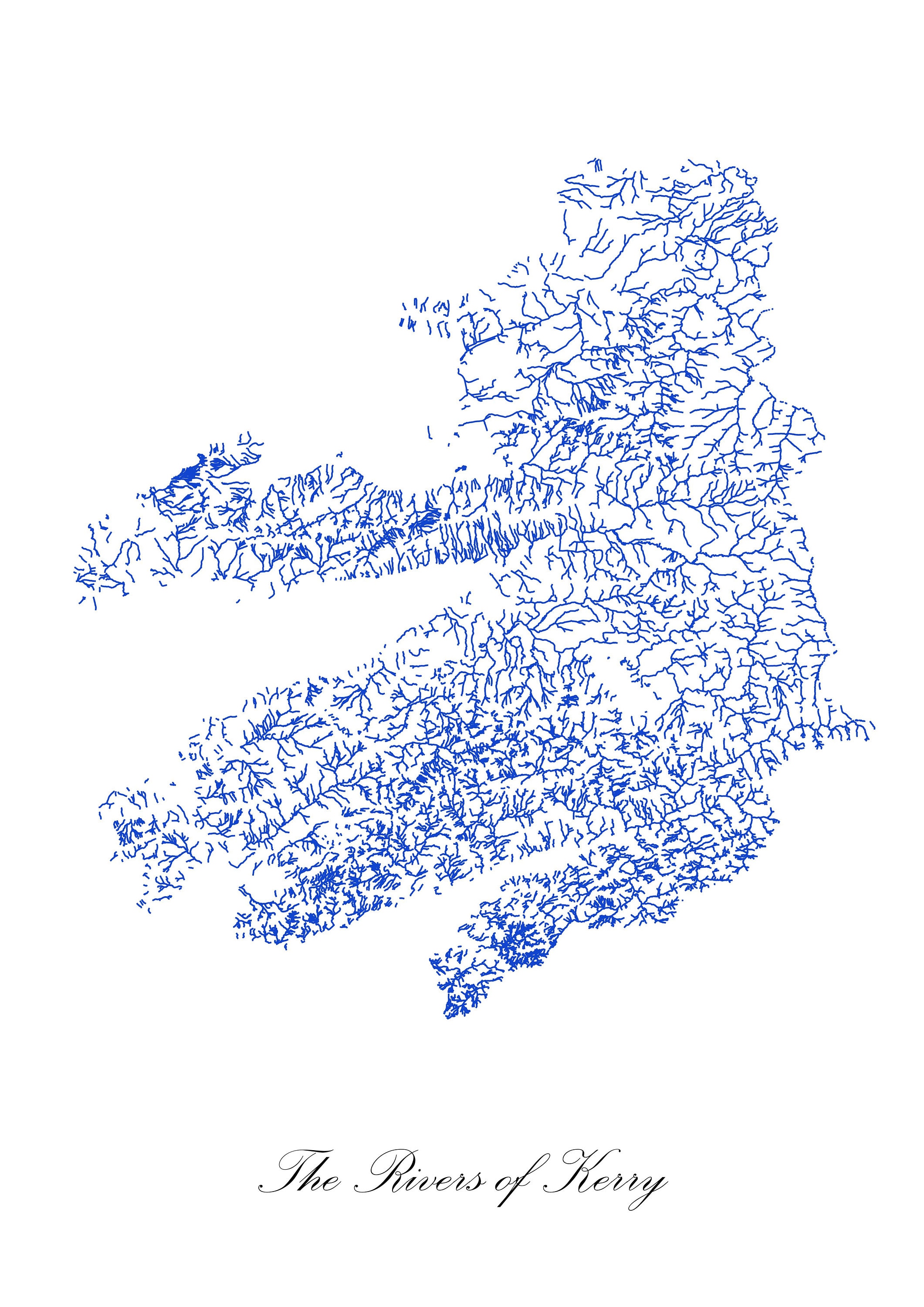 County Kerry Map / Map of Ireland / Unique River Map - Etsy