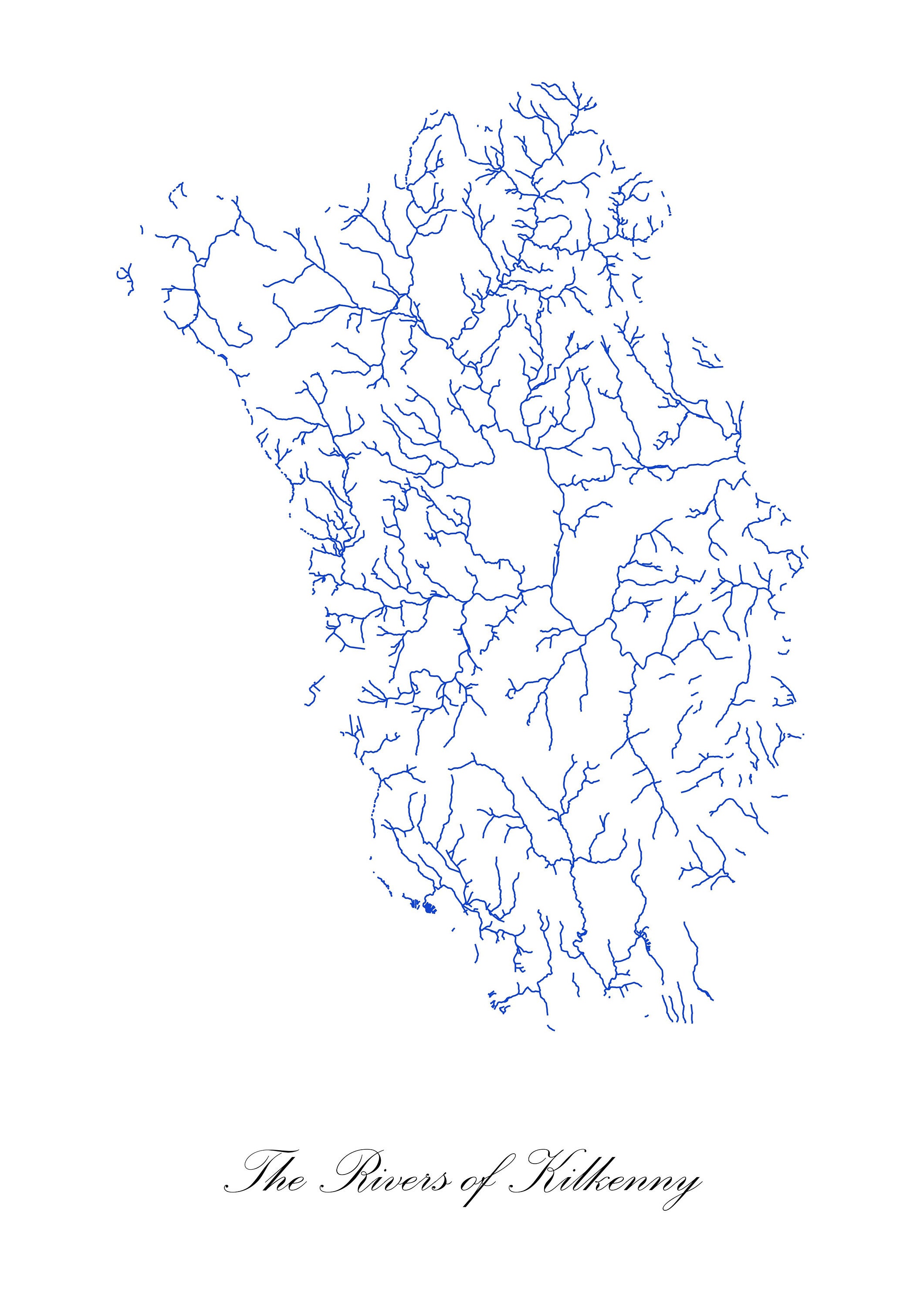 County Kilkenny Map / Map of Ireland / Unique River Map - Etsy