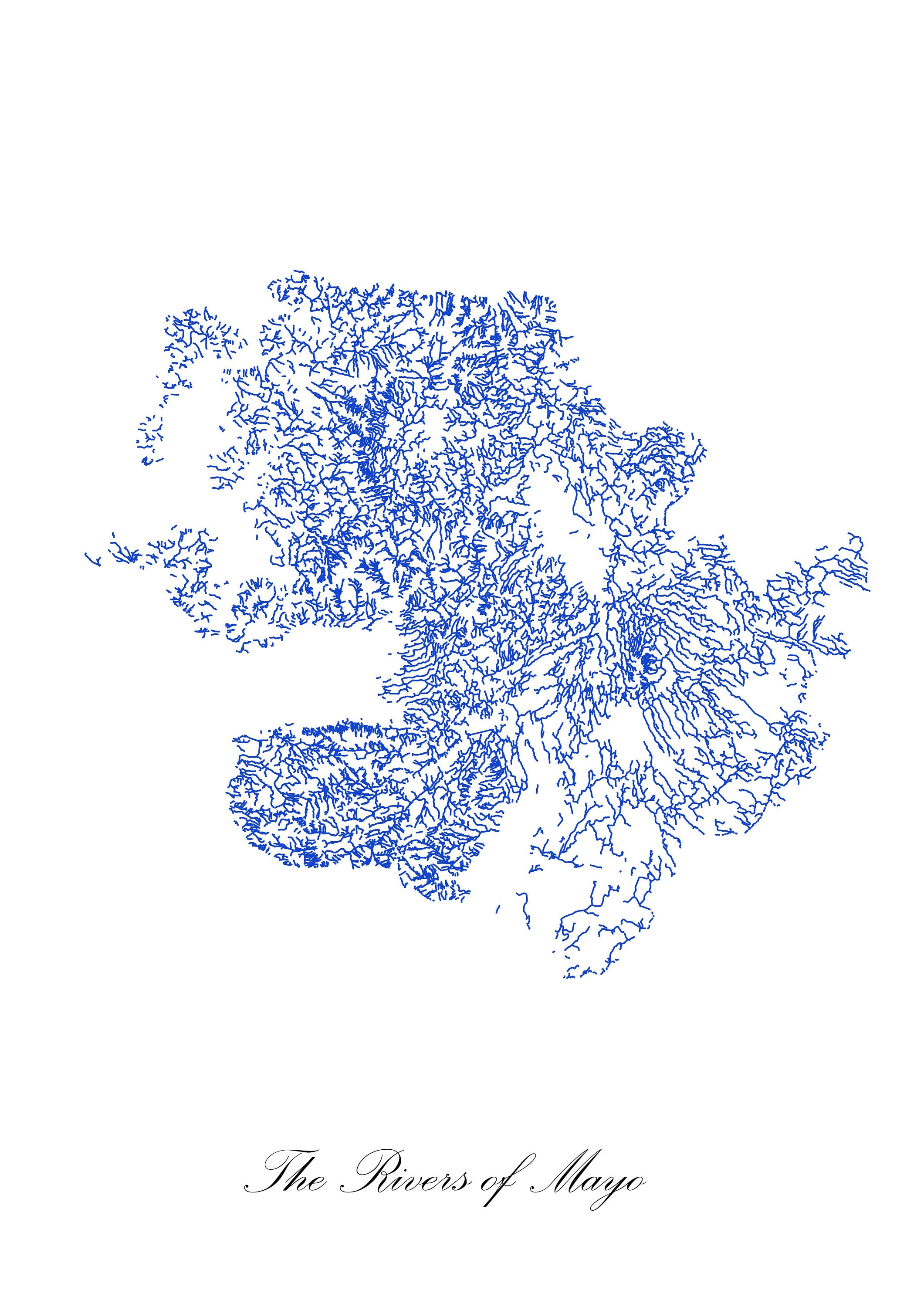 County Mayo Map / Map of Ireland / Unique River Map - Etsy