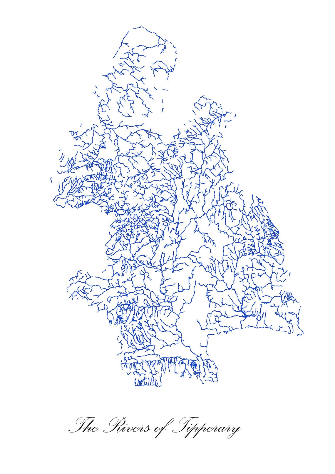 County Tipperary Map / Map of Ireland / Unique River Map - Etsy