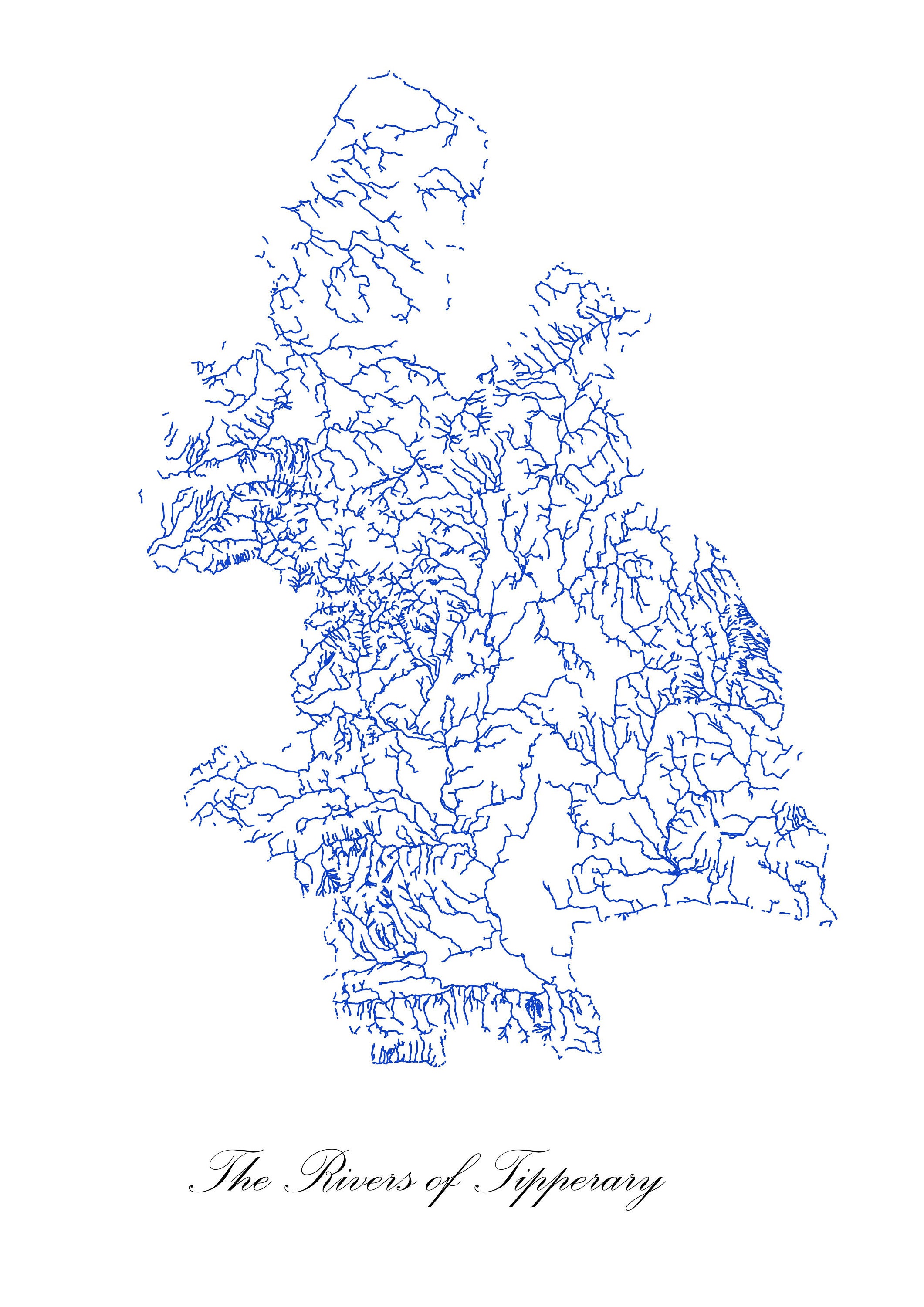 County Tipperary Map / Map of Ireland / Unique River Map - Etsy