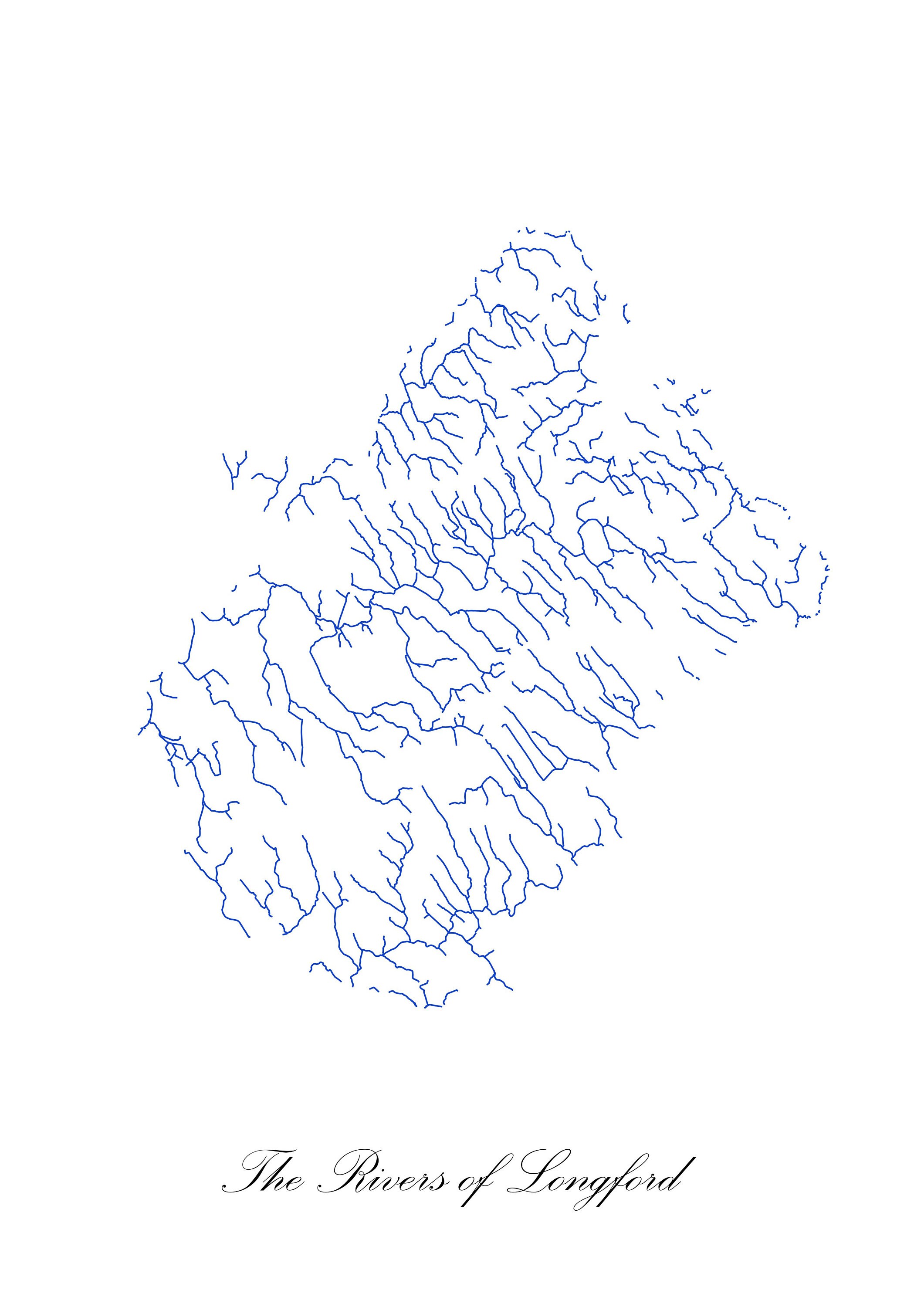 County Longford Map / Map of Ireland / Unique River Map - Etsy