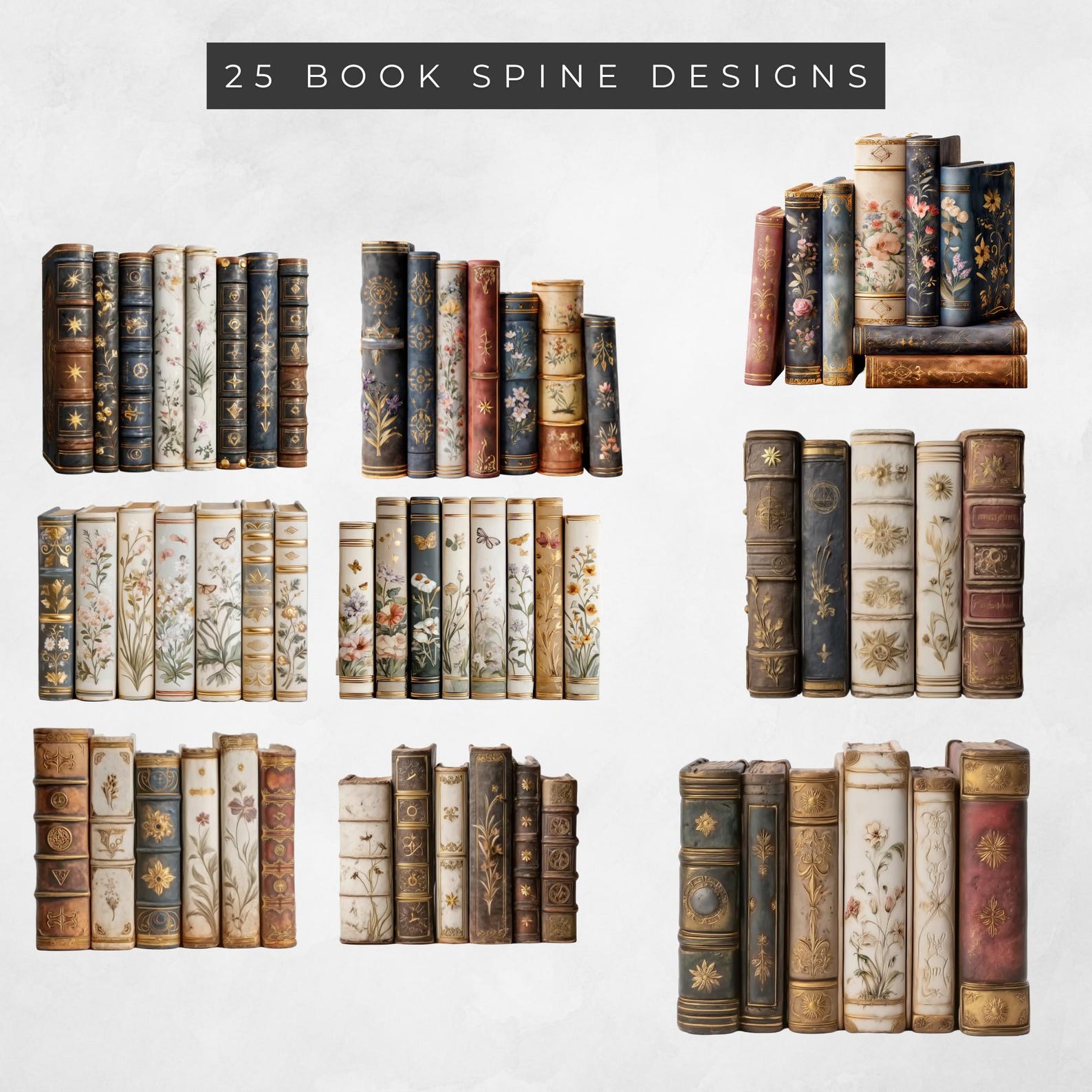 Grimoire Clipart Bundle PNG, Witch Magic Book Spine Transparent ...