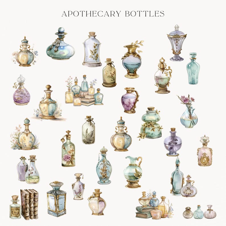 Enchanted Library Clipart Bundle | 258 Watercolour Elements | Book Nook ...