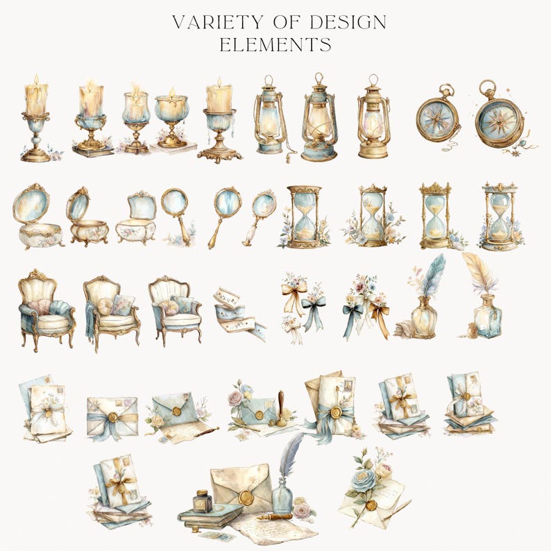 Enchanted Library Clipart Bundle | 258 Watercolour Elements | Book Nook ...