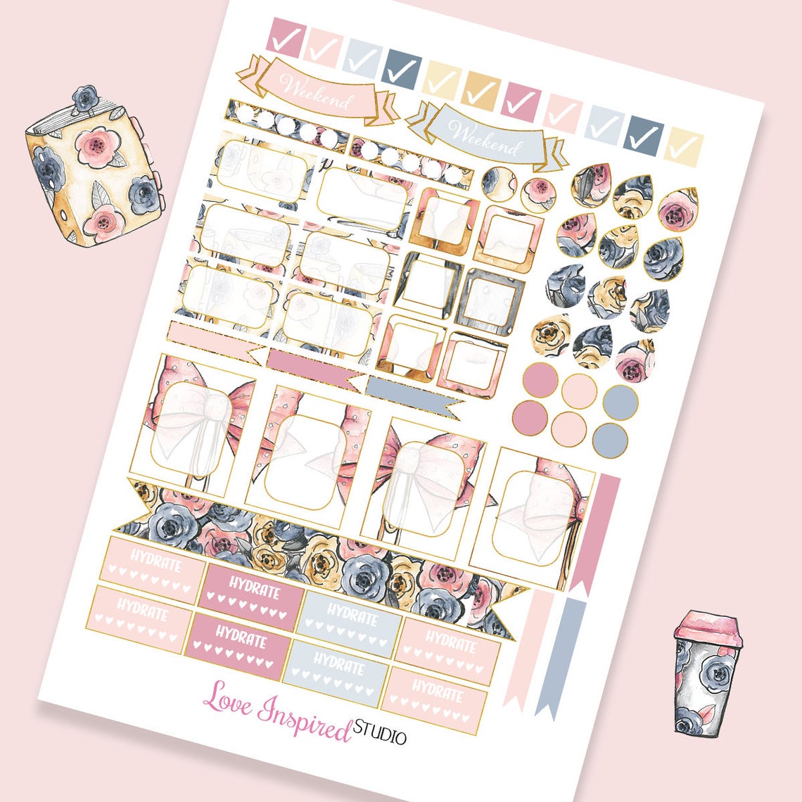 Digital Planner Stickers Printable Stickers Cafe Girl - Etsy