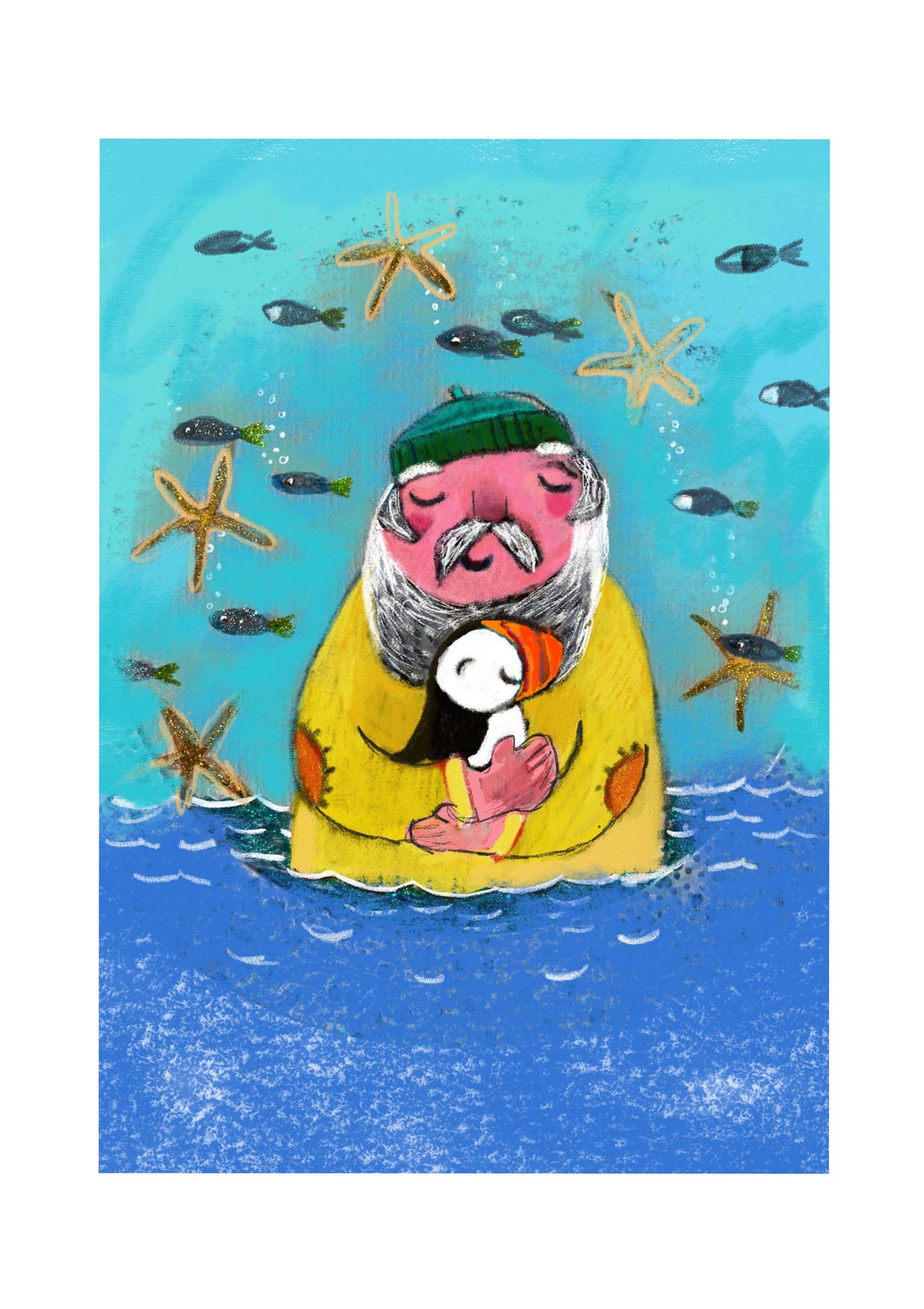 Sailor and His Puffin. Art Print - Etsy