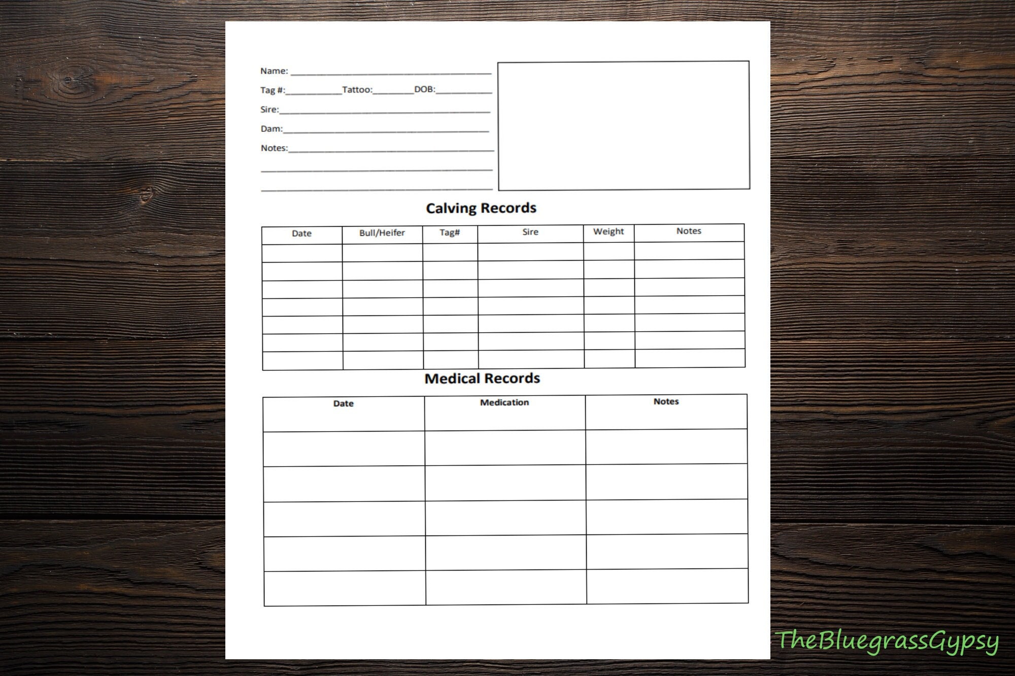 Cattle Record Sheet - Etsy