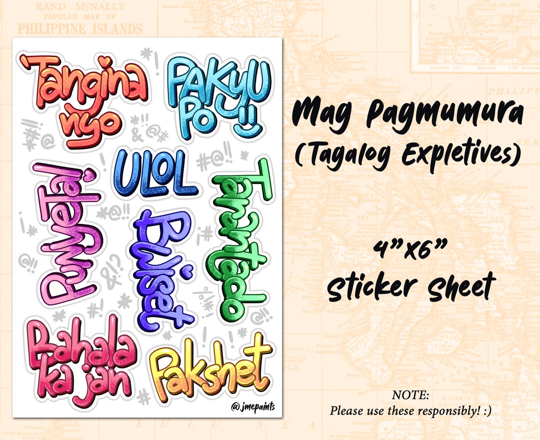 Mga Pagmumura Sticker Sheet Tagalog Philippine Words - Etsy