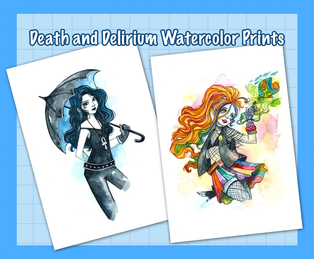 Death and Delirium Watercolor Art Print DC Vertigo the Sandman Endless ...