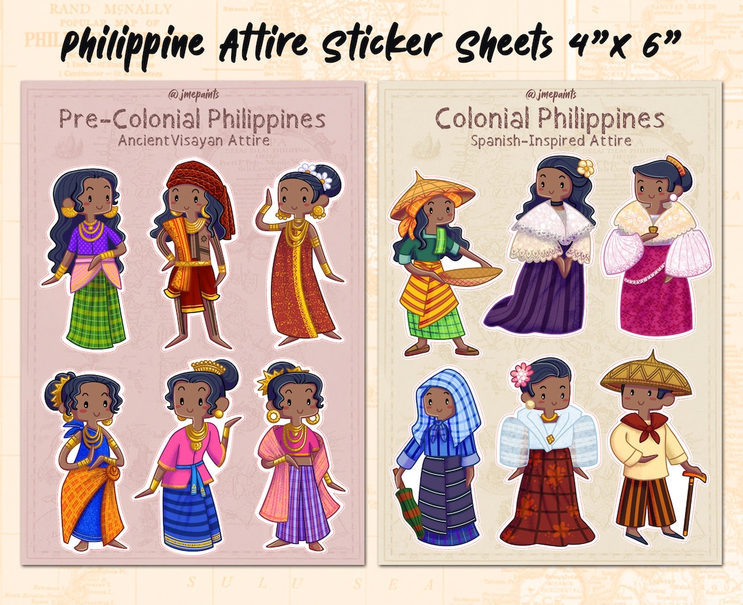 Philippine Attire Sticker Sheet Maria Clara Baro't Saya Terno Ancient ...