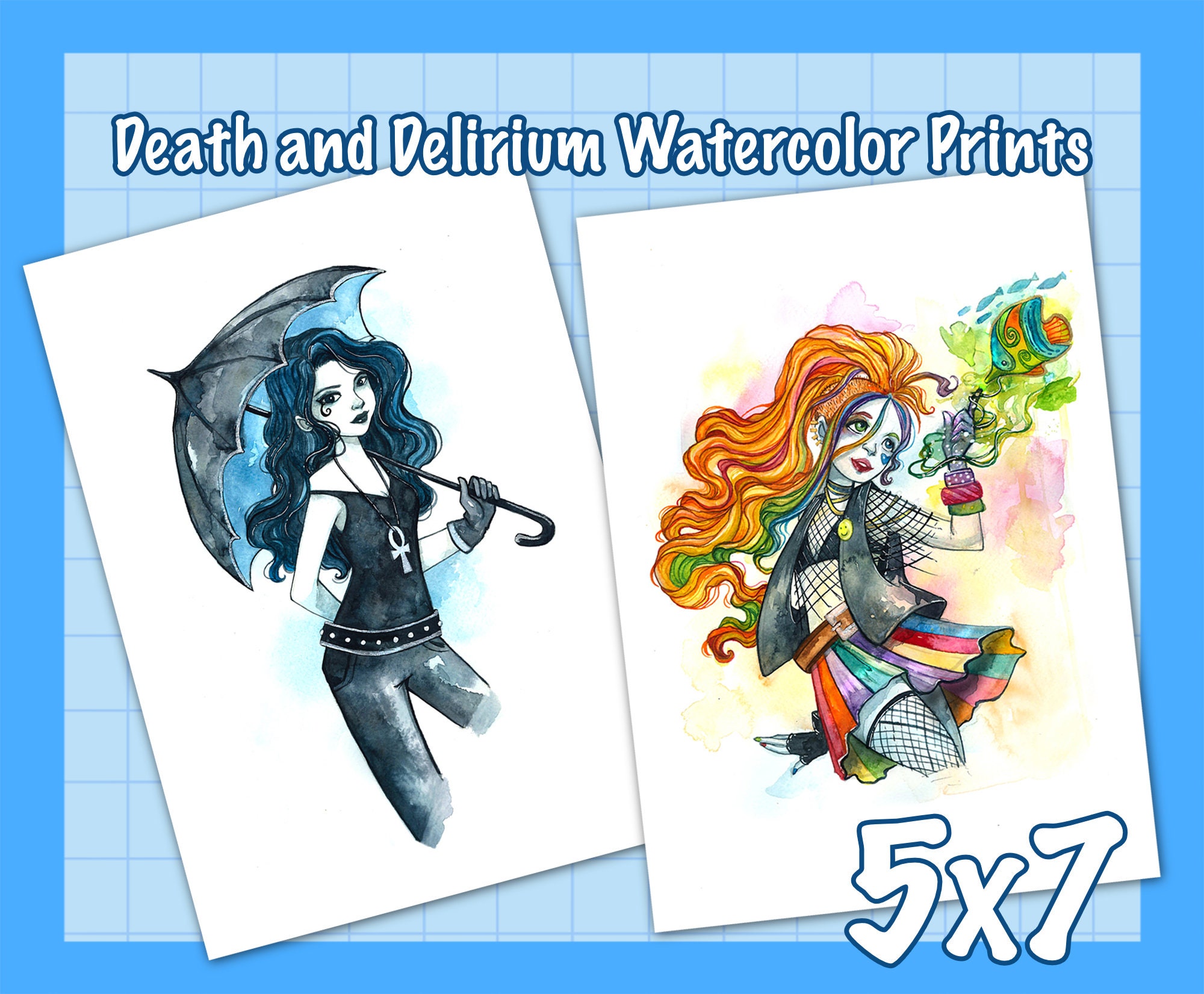 Death and Delirium Watercolor Art Print DC Vertigo the Sandman - Etsy