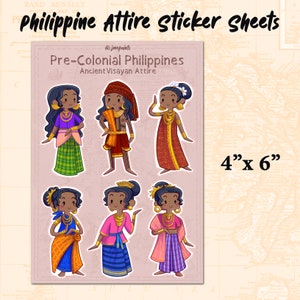 Philippine Attire Sticker Sheet Maria Clara Baro't Saya Terno Ancient ...