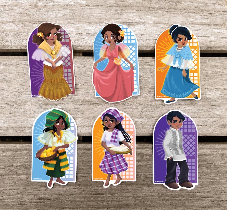 Philippine Traditional Dress Stickers Set of 6 Filipiniana - Etsy