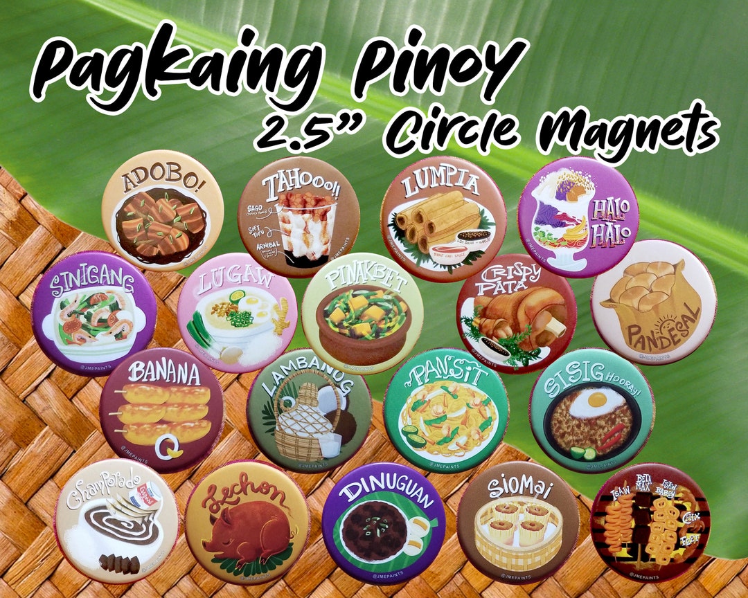 Filipino Food Magnets Pagkaing Pinoy 2.5in 2.5" Circle Fridge Magnets ...