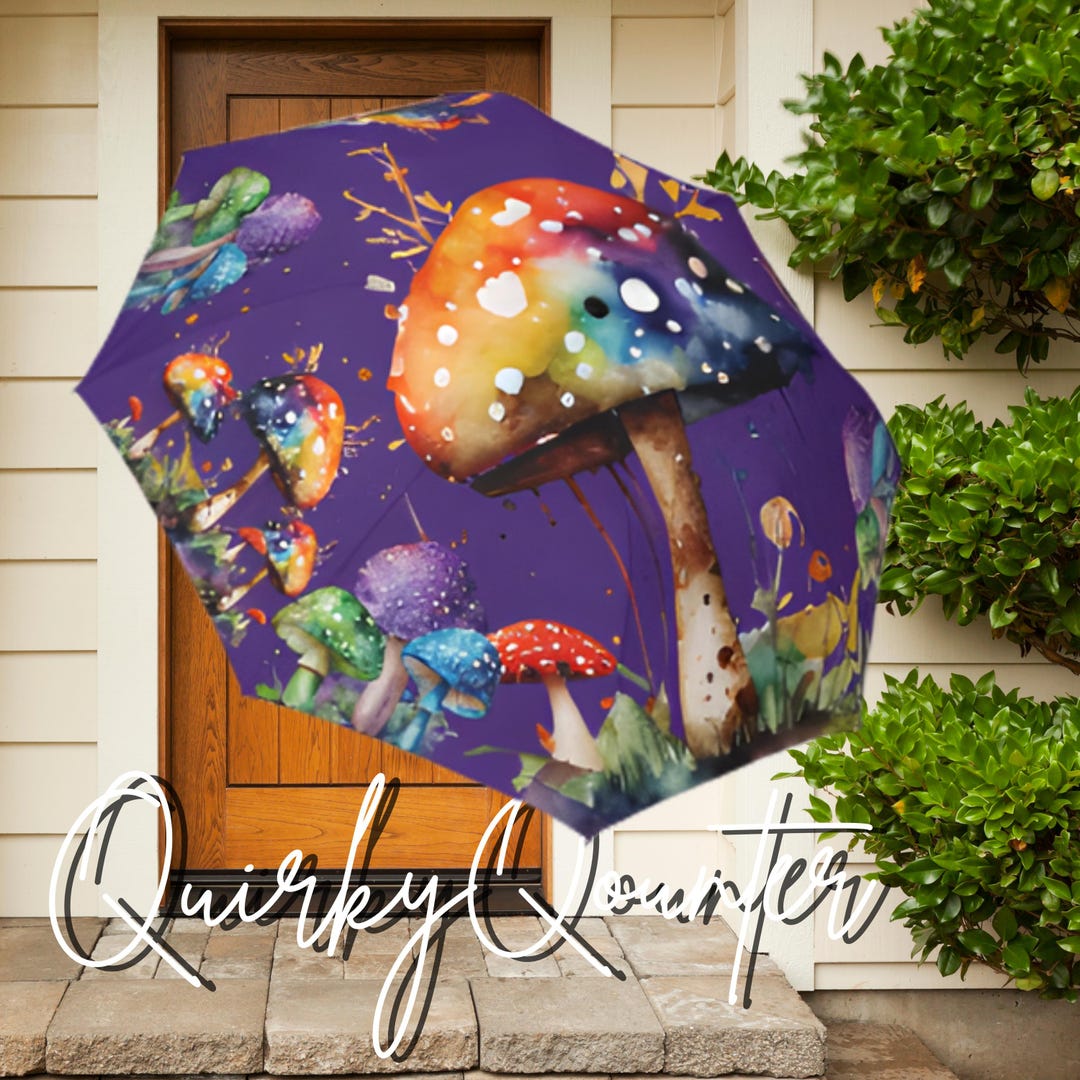 Rainbow Mushroom Purple Umbrella: Fly Agaric Parasol - Etsy