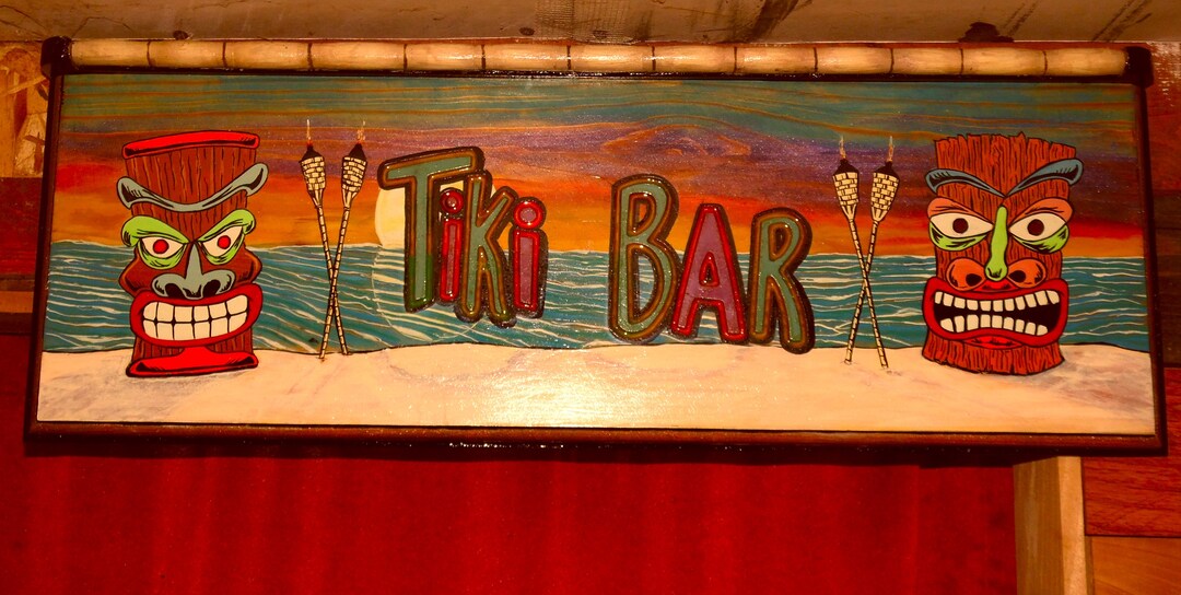 Hand Painted Original Art Wooden TIKI BAR Sign 23x8.5 - Etsy