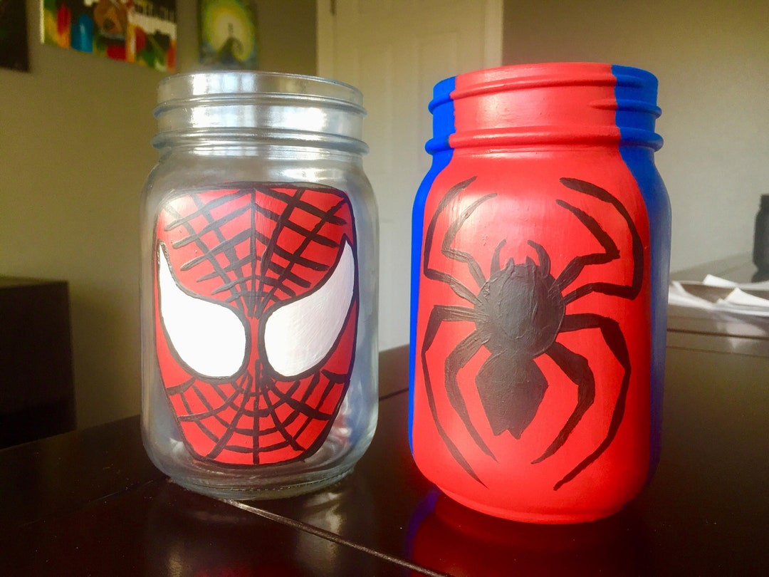 Spiderman Mason Jar - Etsy