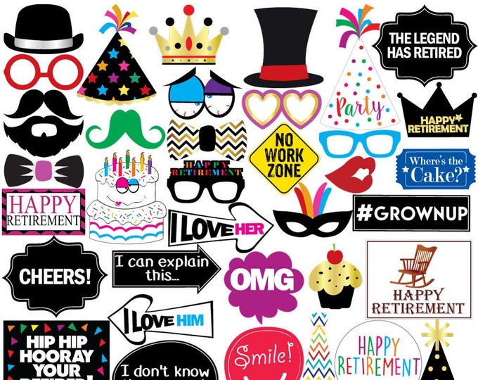 Retirement Party Photo Props Pack Retirement Party Supplies, Gifts and ...