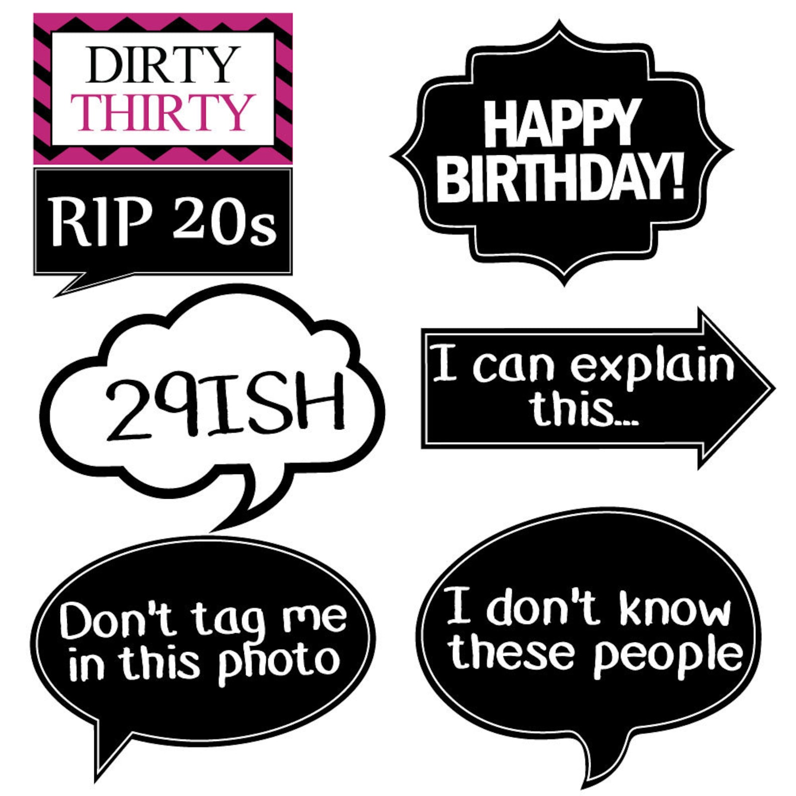 30th Birthday Photo Booth Party Props 40 Pieces Funny 30th - Etsy