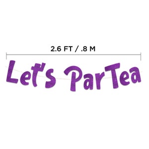 Let's Partea Purple Glitter Banner – Tea Party Themed Decorations ...