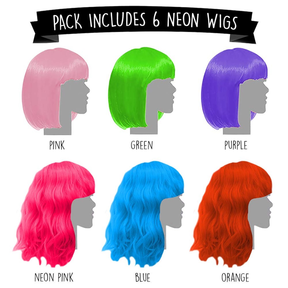6 Pack Party Wigs - Bachelorette Party Favors, Supplies, and ...