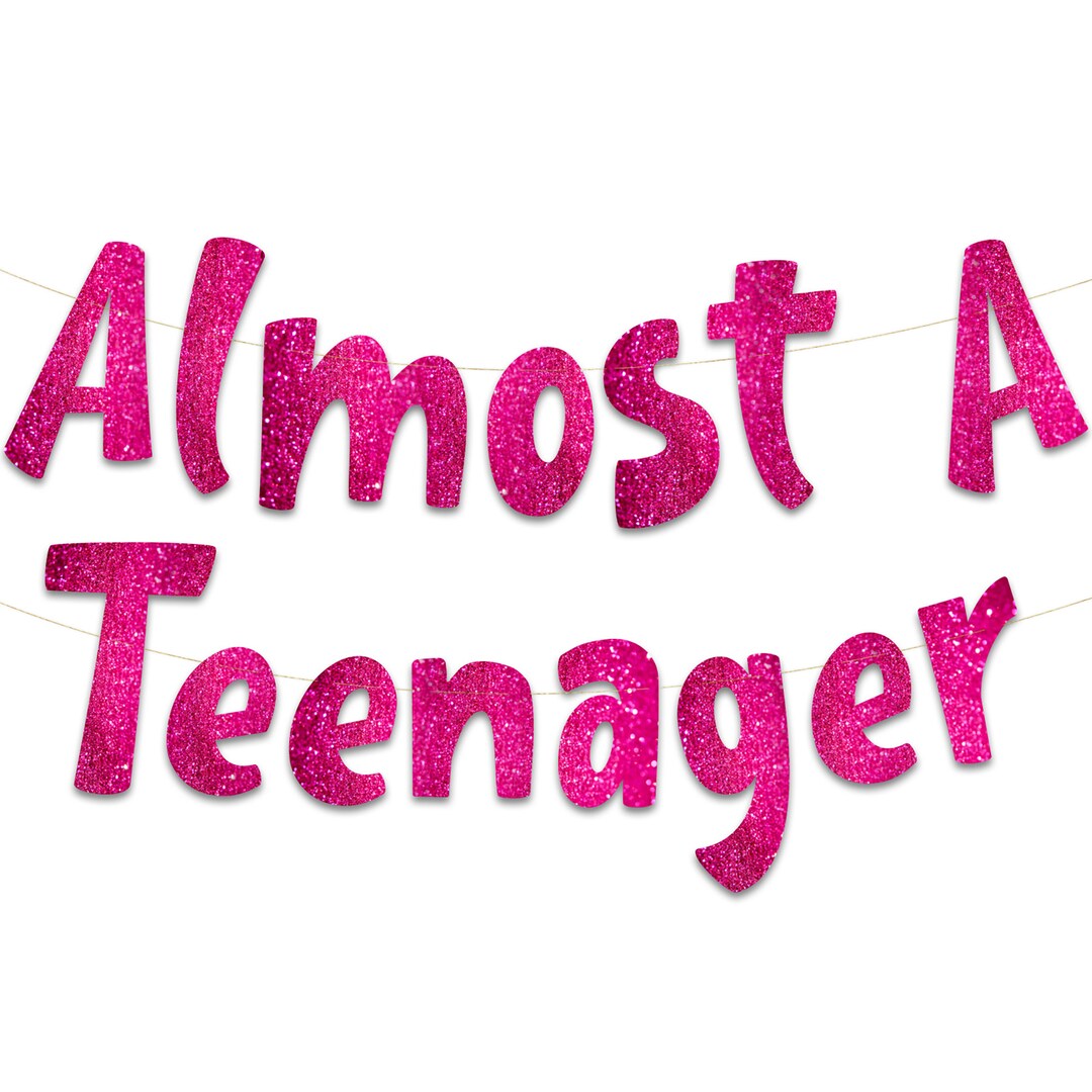 12th Birthday Pink Glitter Banner - Happy 12th Birthday Party ...