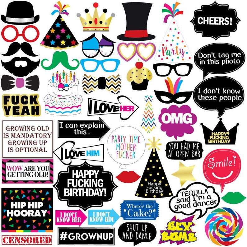 Adult Funny Birthday Photo Booth Props 21st 30th 40th Etsy