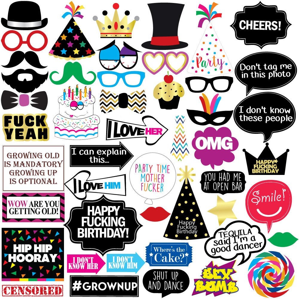 Adult Funny Birthday Photo Booth Props 21st 30th 40th Etsy