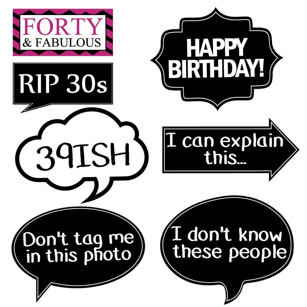 40th Birthday Photo Booth Party Props 40 Pieces Funny 40th - Etsy