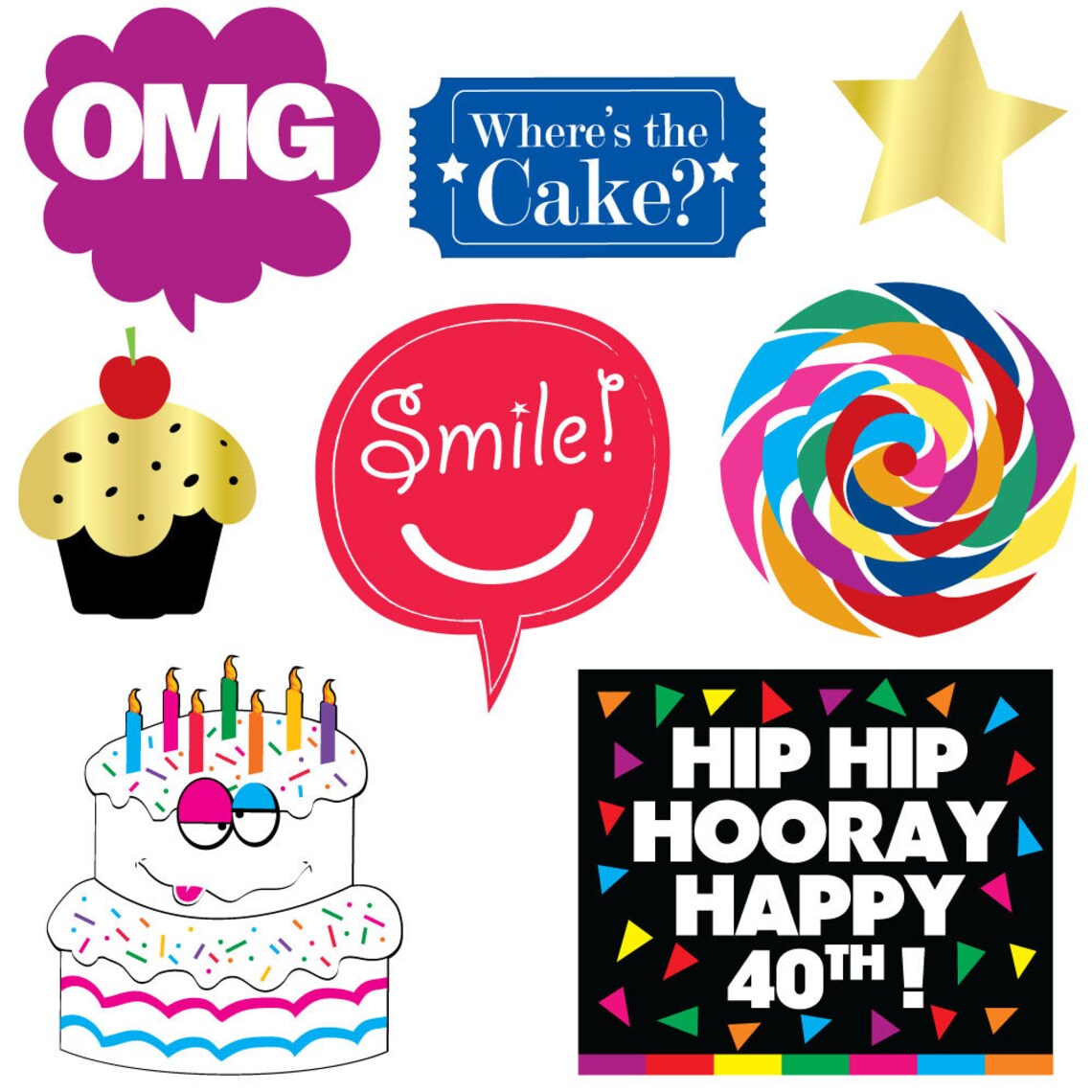 40th Birthday Photo Booth Party Props 40 Pieces Funny 40th - Etsy