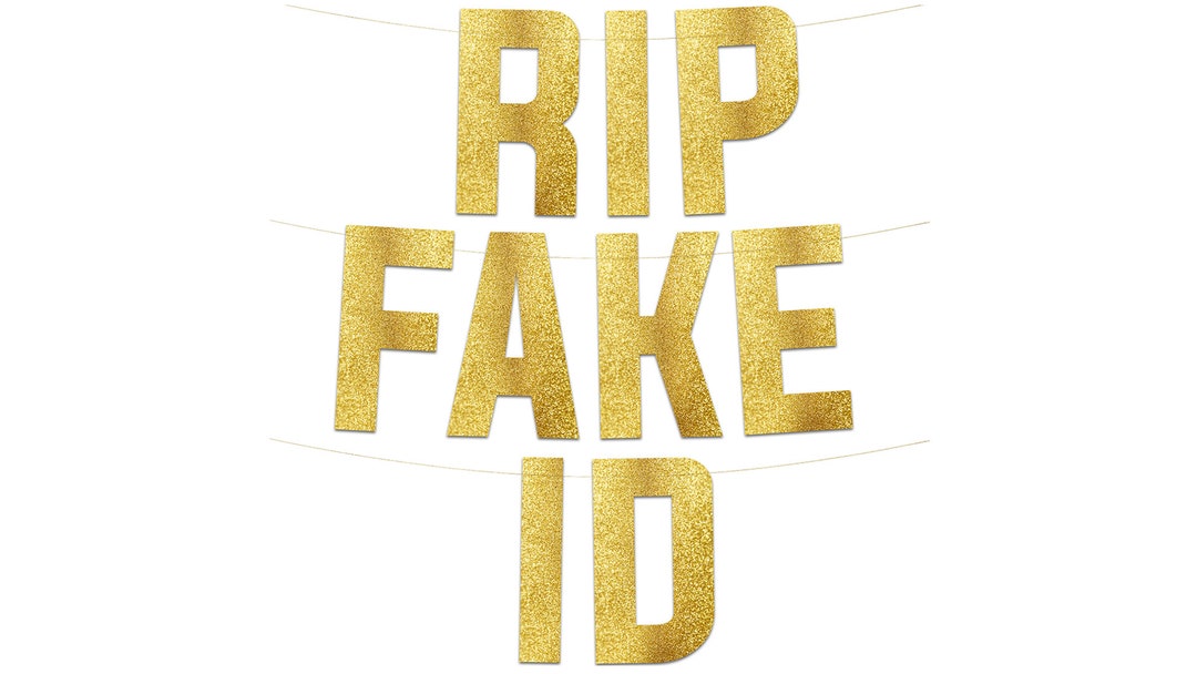 RIP FAKE ID - 21st Birthday Gold Glitter Banner - Party Decorations ...