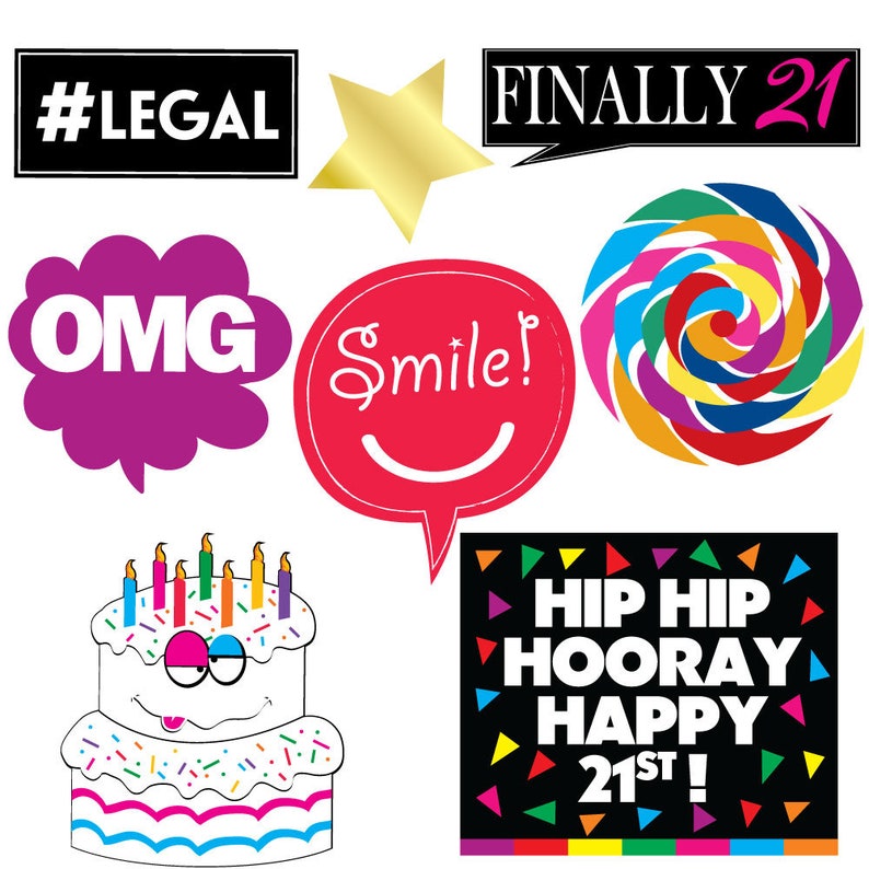 21st Birthday Photo Booth Party Props 40 Pieces Funny 21st - Etsy