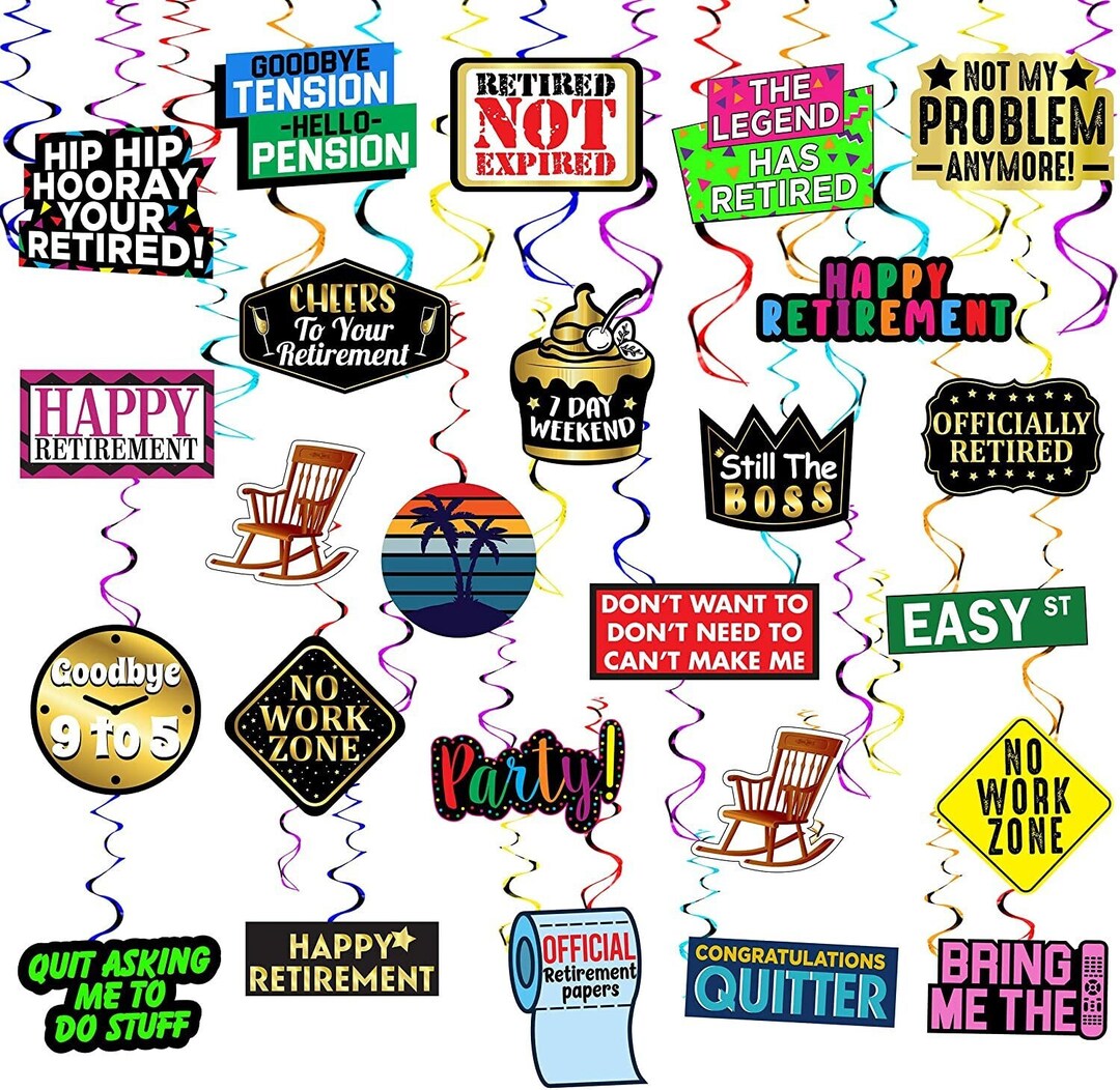 25 Piece Retirement Party Hanging Swirls Decorations, Hilarious Happy ...