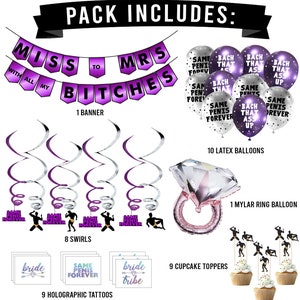 Miss to Mrs Classy & Sassy Bachelorette Purple Party Pack Bachelorette ...