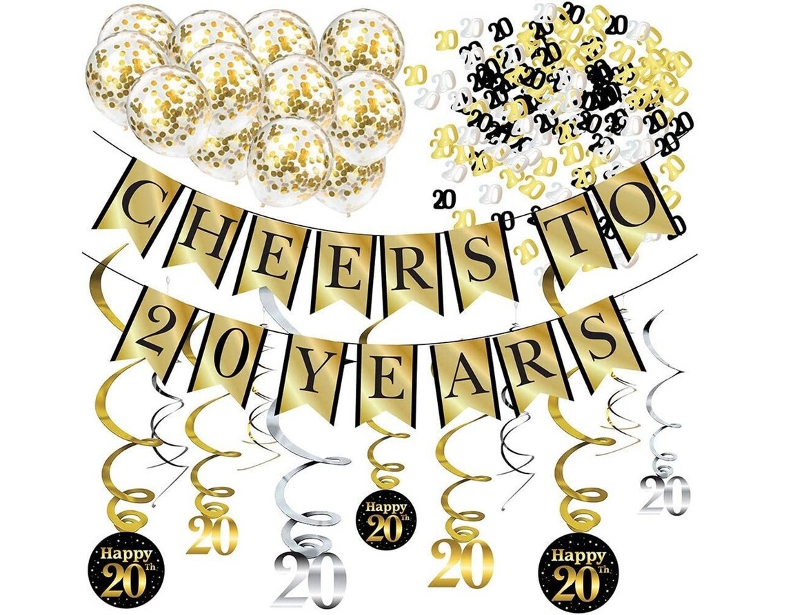 20th Birthday and Anniversary Decorations Party Pack Cheers - Etsy