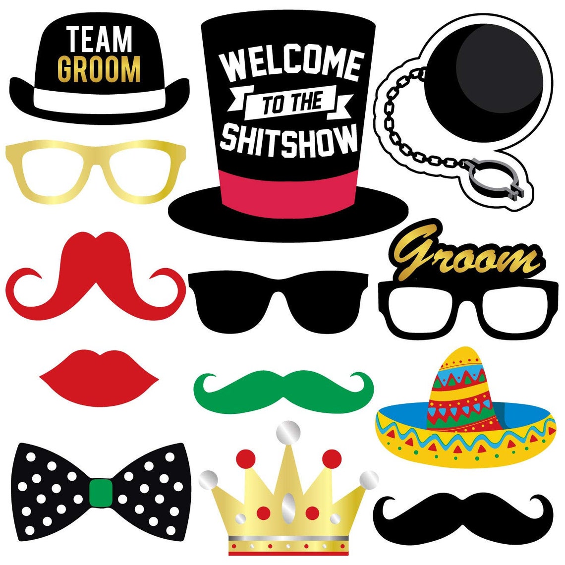 Bachelor Party Photo Booth Props 37 Pieces Funny Bachelor - Etsy