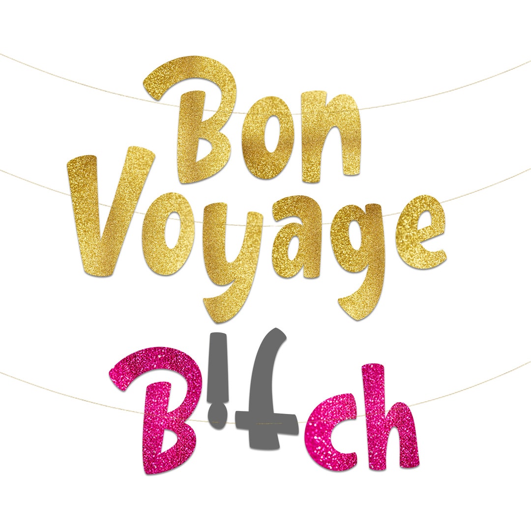 Bon Voyage Away Party Gold Glitter Banner – Funny Farewell Party ...