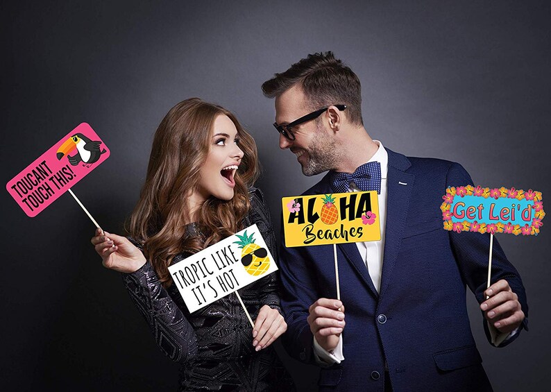 Luau Party Photo Prop Set - 40 Pcs - Hawaii - Aloha -tropical - Tiki ...