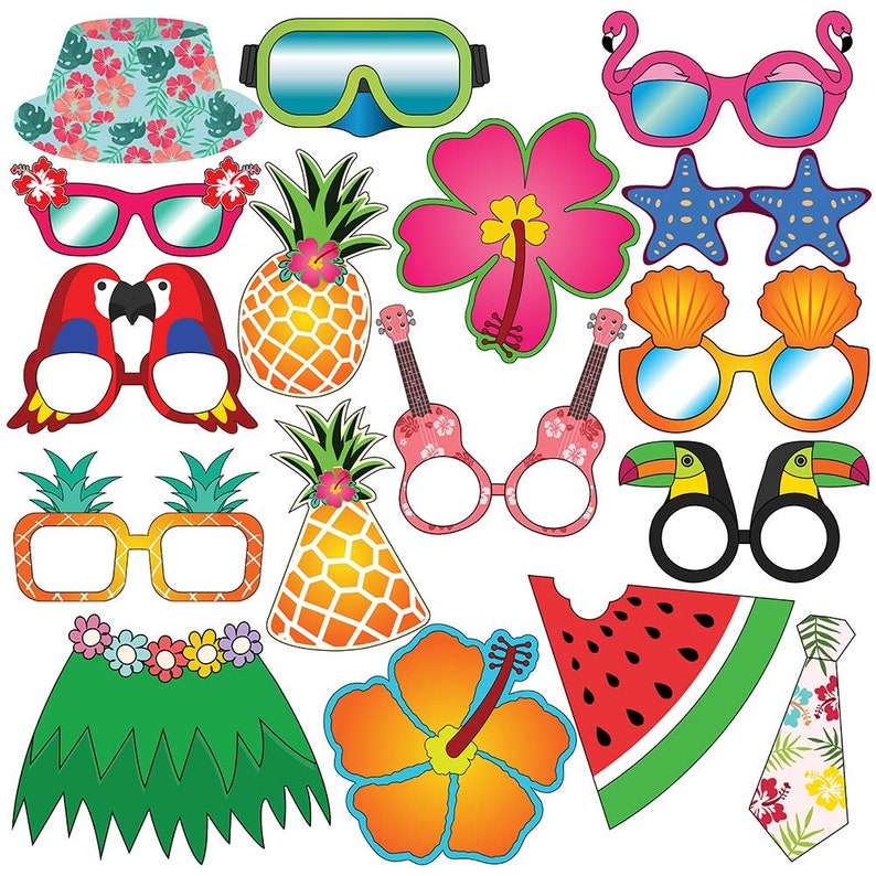 Luau Party Photo Prop Set - 40 Pcs - Hawaii - Aloha -tropical - Tiki ...