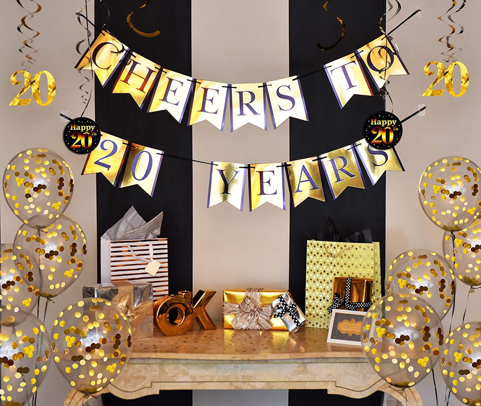 20th Birthday and Anniversary Decorations Party Pack - Cheers to 20 ...