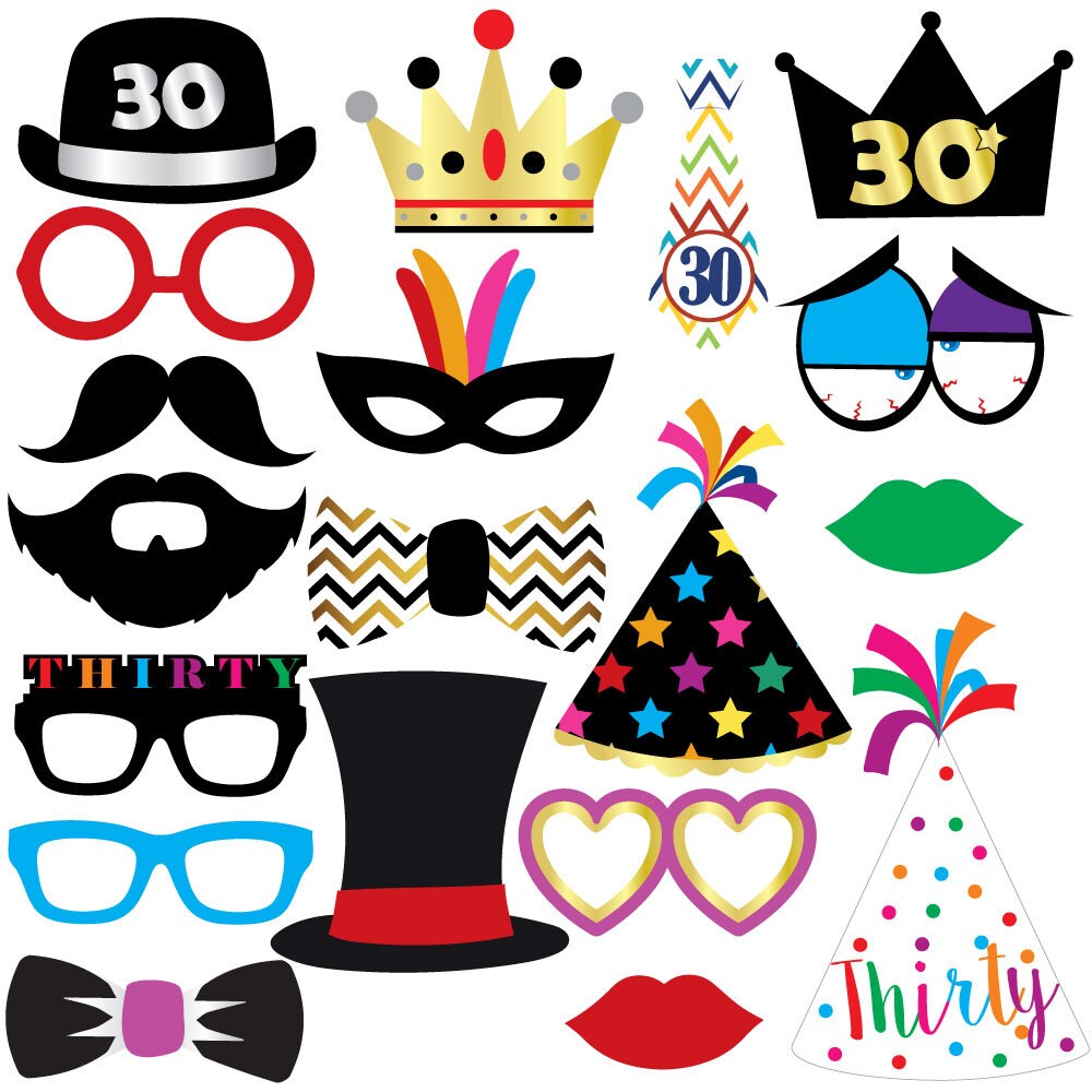 30th Birthday Photo Booth Party Props - 40 Pieces - Funny 30th Birthday ...