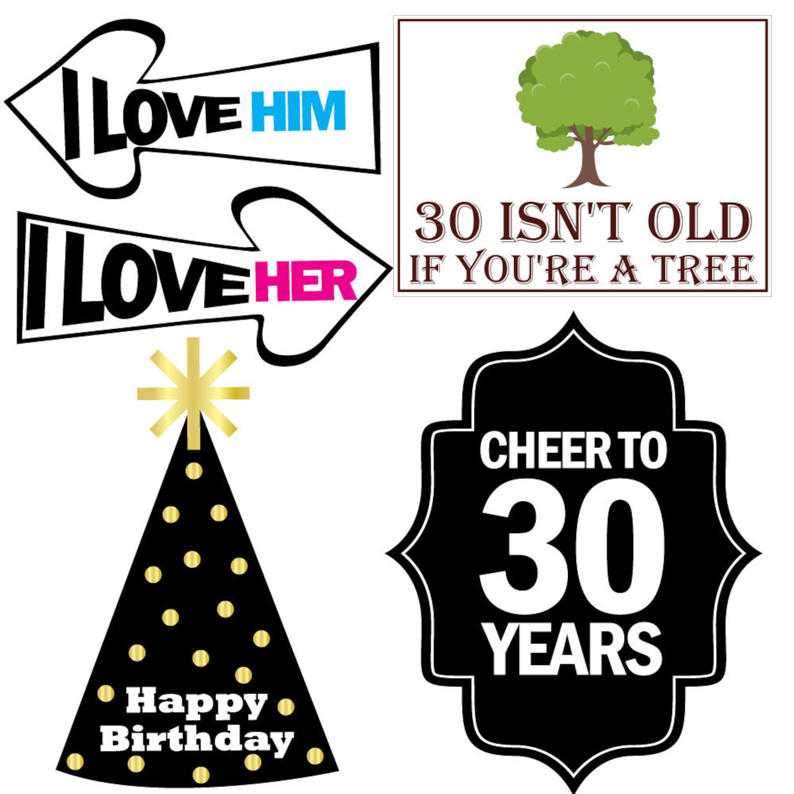 30th Birthday Photo Booth Party Props 40 Pieces Funny 30th - Etsy