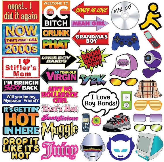 Throwback 2000's and 1990s Photo Booth Prop Set Funny - Etsy