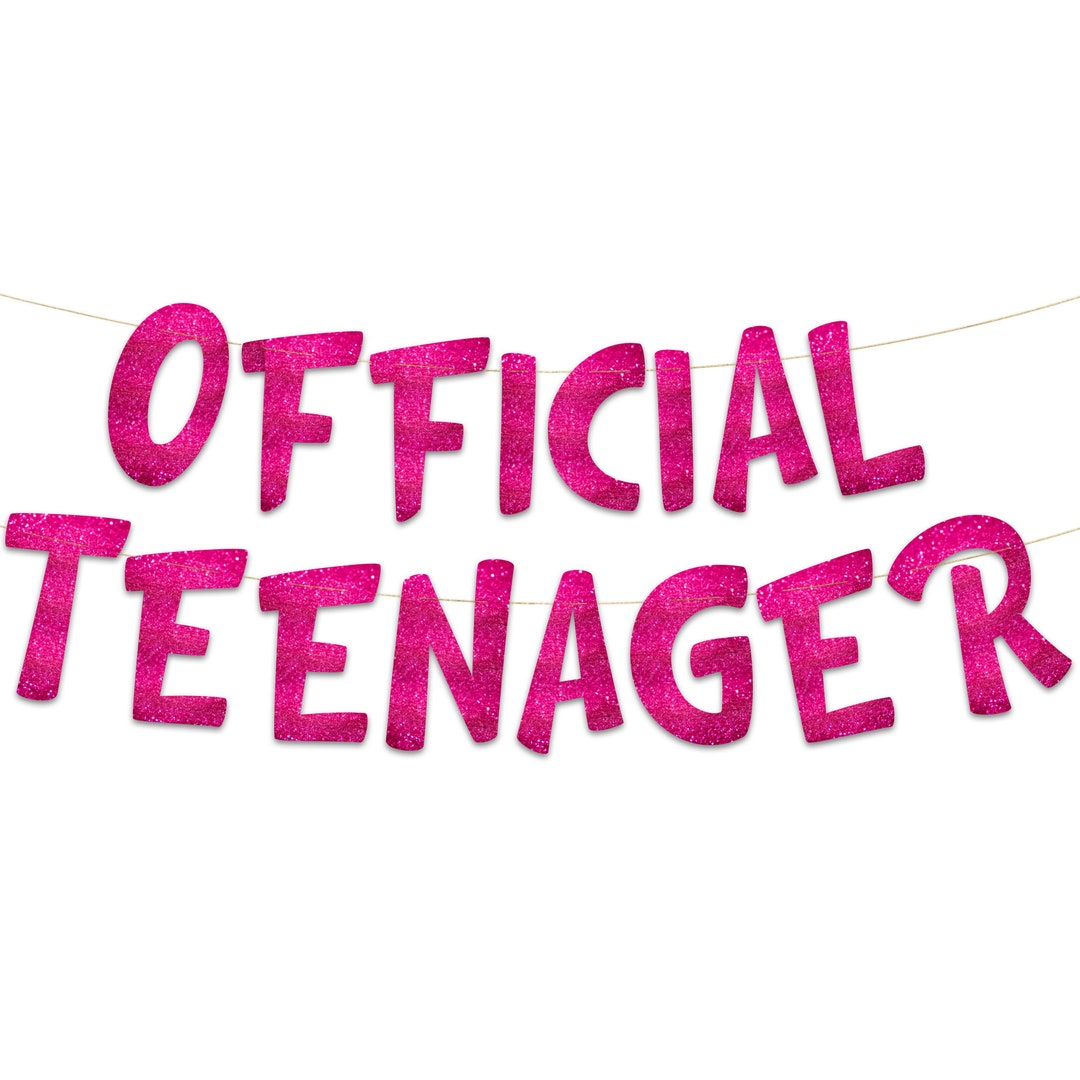 Official Teenager Pink Glitter Banner - 13th Birthday Party Decorations ...